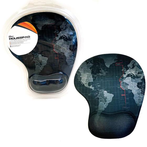 MousePad Temático Mapa Mundi Com Descanso De Pulso E Base ...