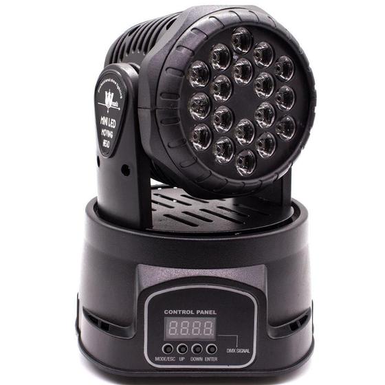 Moving Head RGB 18 LED 3 Watts Iluminação bivolt com painel digital dmx ...