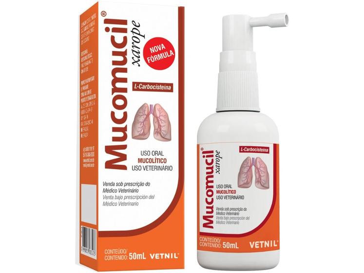 Mucomucil Xarope 50ml - Vetnil - Farmácia Pet - Magazine Luiza