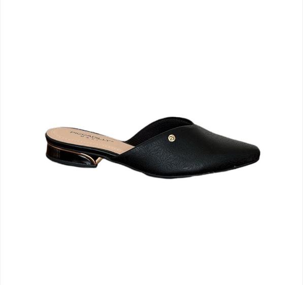Mule Piccadilly Salto Baixo Feminino Cor Preto - Mule Feminino ...