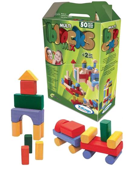 Multi Blocks Mix Colorido Madeira 50 Peças Xalingo 52832 - Brinquedos ...