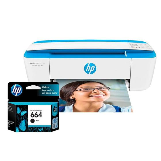 Multifuncional HP Deskjet Ink Advantage 3776 + Cartucho HP 664 preto ...