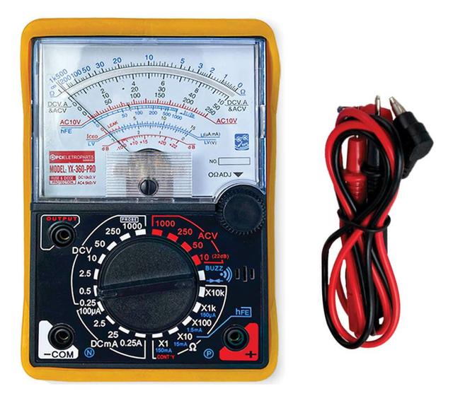 Multimetro analogico 20 mega 1000v - com bipe sonoro e capa com apoio ...