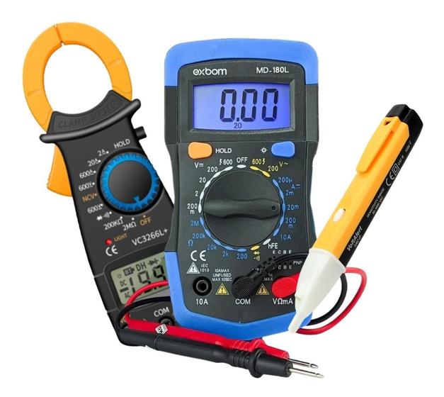 Multímetro Digital Alicate Amperímetro E Detector De Tensão - Exbom ...