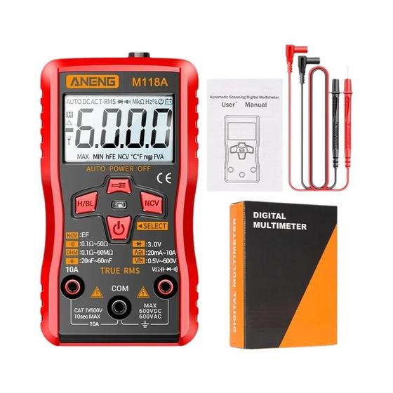 Multímetro Digital ANENG True RMS 6000 Contagens NCV Data Hold Mini ...