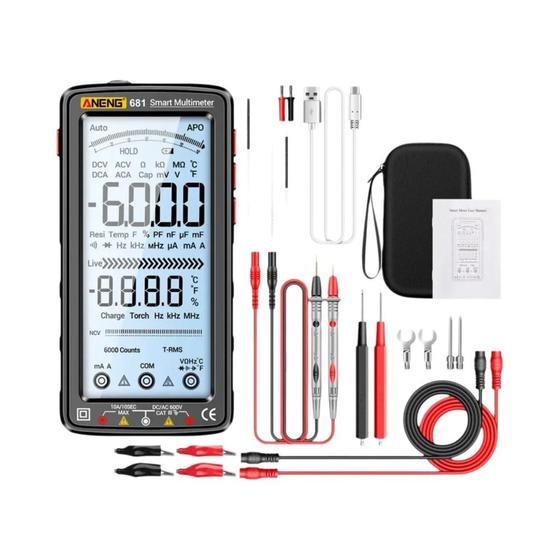 Multímetro Digital Profissional ANENG 681 Recarregável Testador De ...