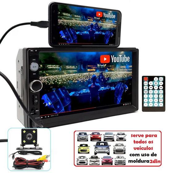 Multimídia Automotivo MP5 Com Tela de 7 Pol. Bluetooth USB 7010b + Câmera de Ré - CAR MP5 ...
