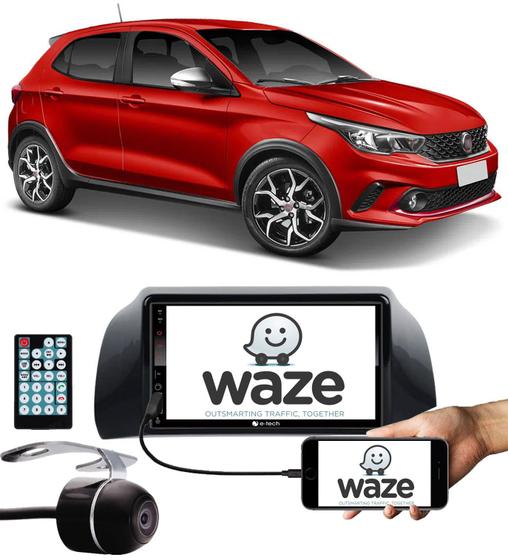Multimídia Fiat Argo Bluetooth Espelhamento Android IOS + Moldura de Painel + Câmera Ré - E-Tech ...