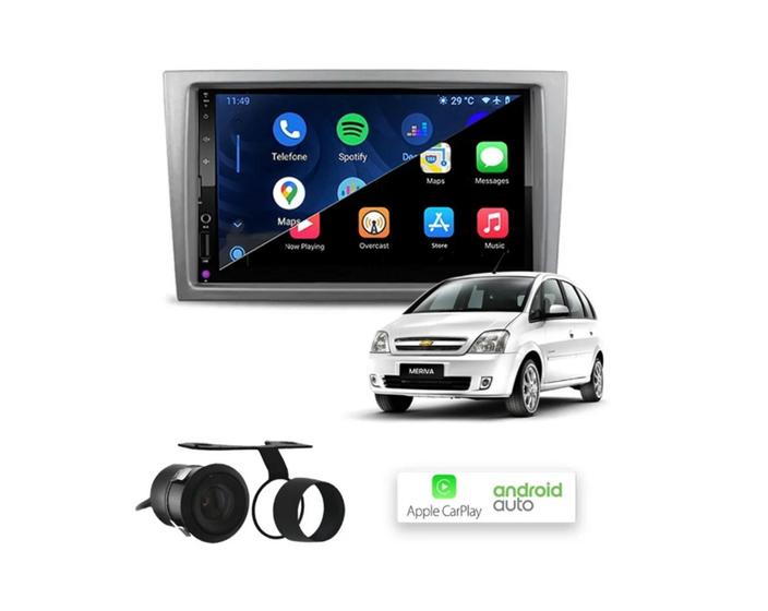 Multimídia Mp10 Carplay E Android Auto Meriva Moldura Prata - First ...