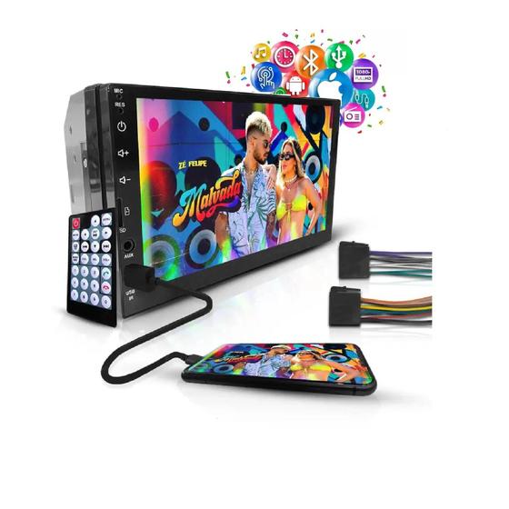 Multimidia Mp5 7" Usb Bt Aux Espelha Android Ios E-Tech Light - Central Multimídia para Carro ...