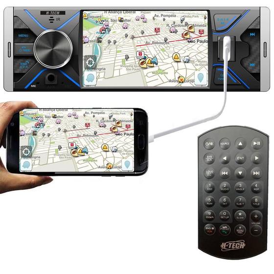 Multimídia Mp5 H-Tech Ht-2420 1 Din 4 Pol Espelhamento - Central Multimídia para Carro ...