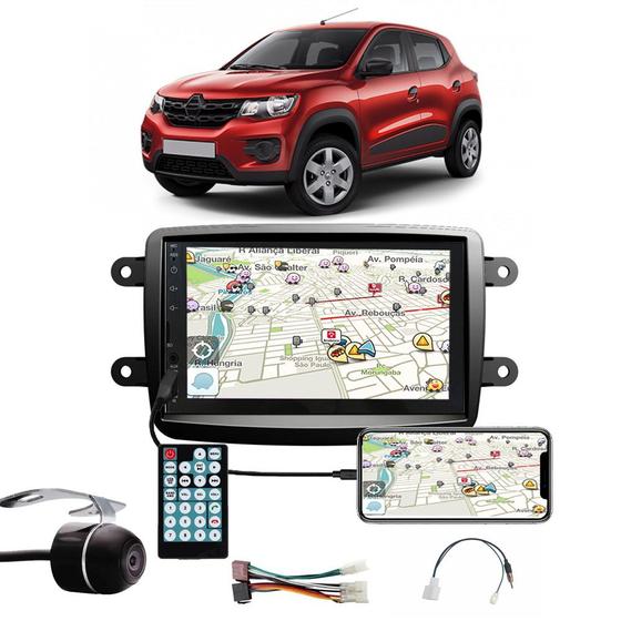 Multimídia Renault Kwid Espelhamento Bluetooth USB SD Card + Moldura ...