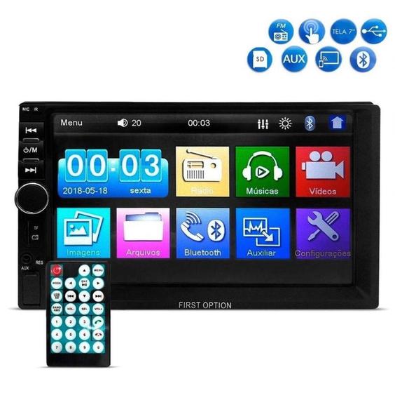 Multimídia Universal First Option 7810h Mp5 Tela 7 Espelhamento Bt Usb Sd Aux Radio - CINOY ...
