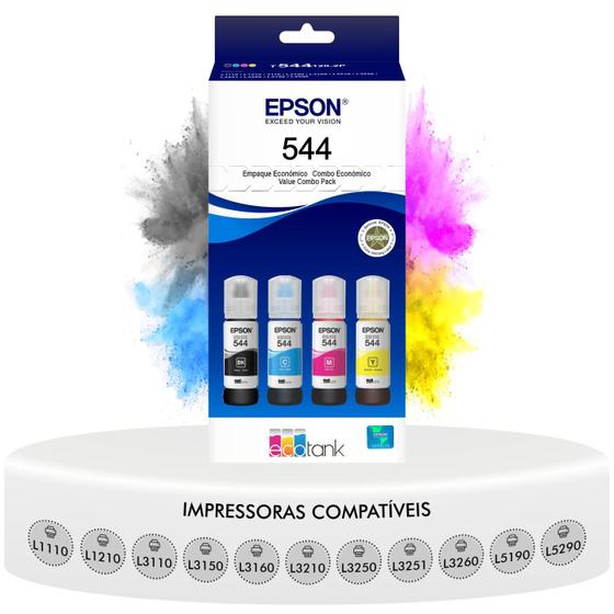 Multipack Kit Tintas Original Epson T544 Compatíveis L1110 L1250 L3110 L3150 L3160 L3210 L3250 ...
