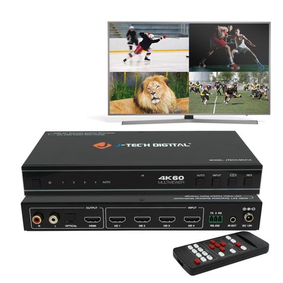 Multivisualizador HDMI J-Tech Digital 4x1 4K 60Hz - 8 Modos de Exibição ...