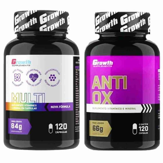 Multivitaminico 120 Caps + Anti-Ox 120 Caps Growth - Growth Supplements ...