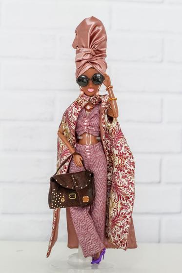 NÁDIA - Boneca negra articulada, turbante, africana, empoderada ...