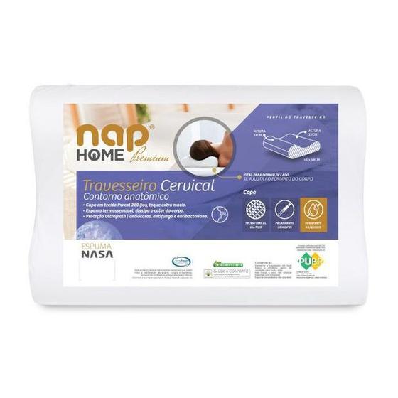 Nap Travesseiro Cervical Nap Home Premium Ortopedico Contorno Anatomico e Espuma Nasa TRCERP01 ...