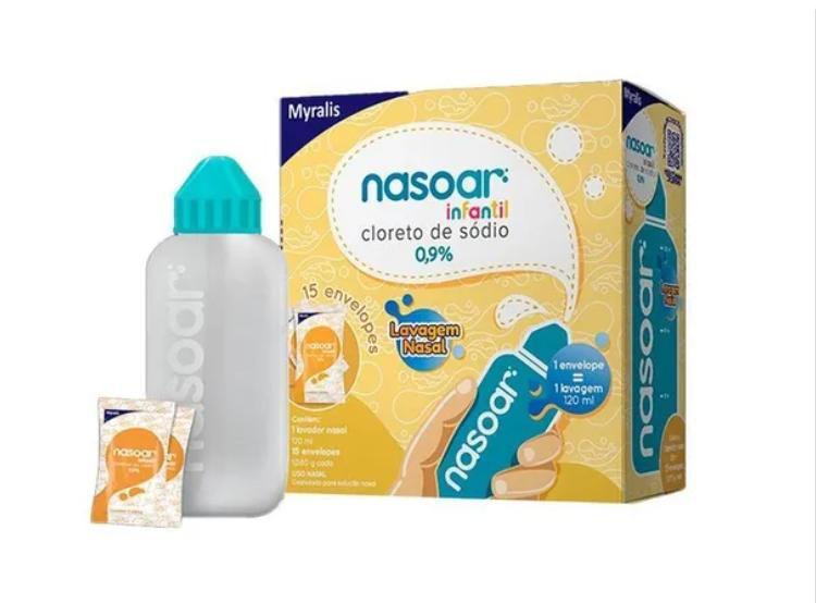Nasoar Infantil 0,9% 120ml+ 15 Sachês+lavador Nasal - Myralis - Higiene ...
