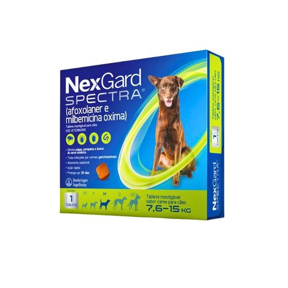NexGard Spectra Antipulgas, Carrapatos e Vermífugo Cães 7,6 a 15kg ...
