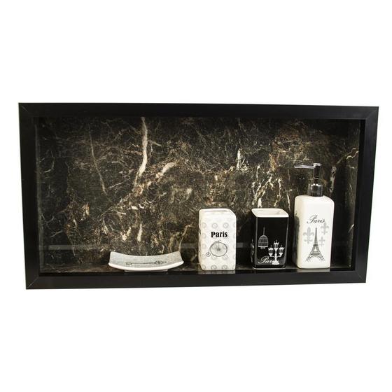 Nicho Banheiro Porcelanato Borda Alumínio 31X61X11Cm Preto - Igbo ...