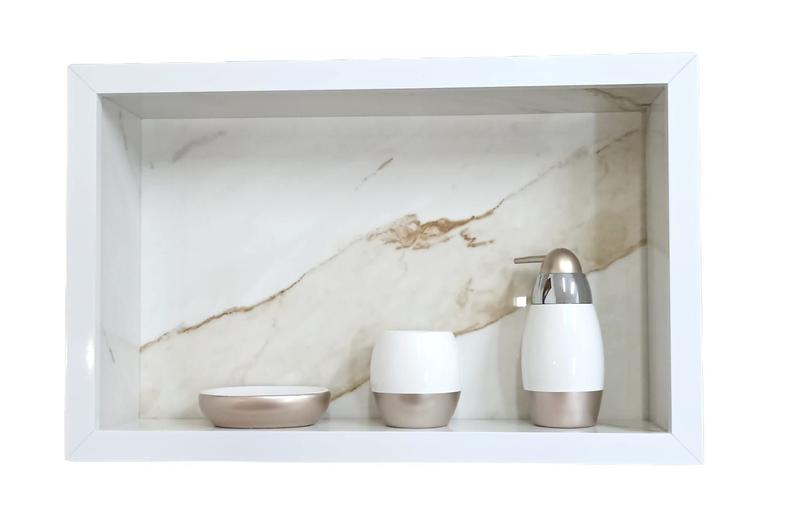 Nicho Banheiro Porcelanato box 30x50x(9) Borda De Alumínio. - Belo ...