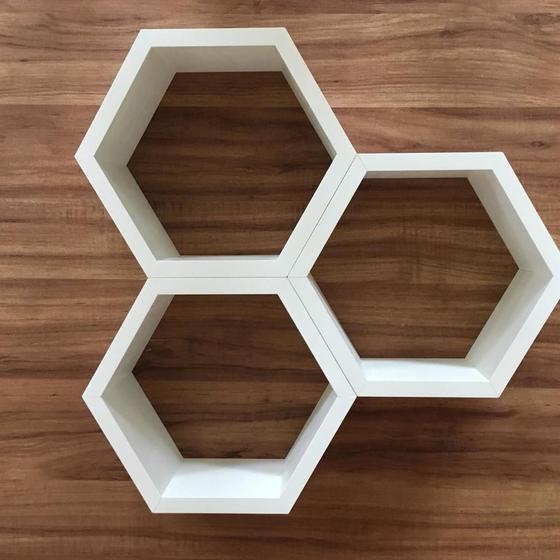 Nicho Colmeia Hexagonal 3 Unidades Decorativa De Parede Loja - Magazine RM - Nicho / Cubo para ...