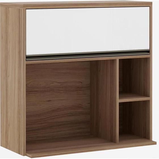 Nicho Microondas Conjugado 1 Porta Branco Laca Com Nicho Lateral Mel ...