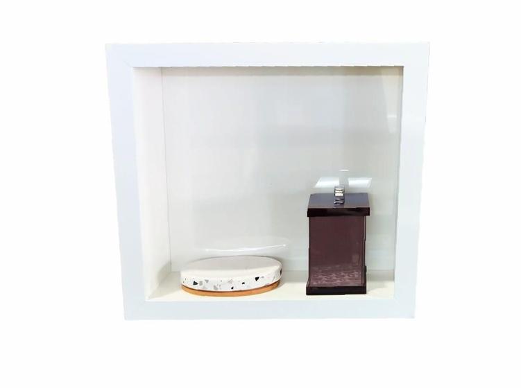 Nicho Porcelanato 30x30 borda de alumínio Branco - Belo Nicho - Nicho ...