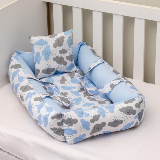 Ninho Redutor De Berço 100% Algodão Percal C/ Alça Ninho Bebê Menino ...
