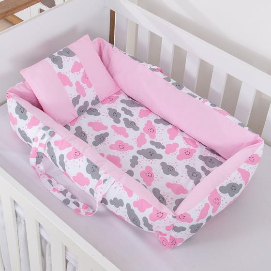 Ninho Redutor Para Bebe Quadrado 100% Algodão Lavável com Travesseiro ...