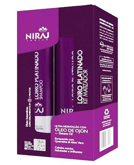 Niraj Kit Loiro Platinado Matizador Shampoo E Condicionador - Kit de Tratamento para Cabelos ...