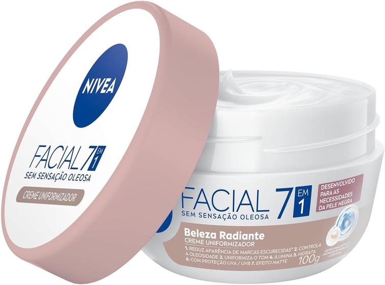 Nivea Beleza Radiante Hidrante Facial Pele Negra 7 em 1 - 100g ...