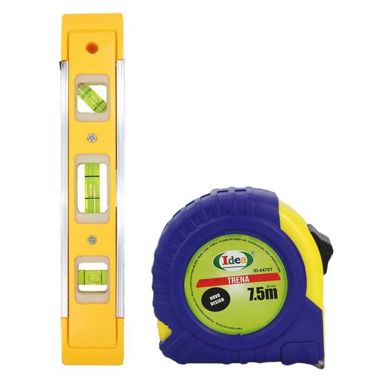 Nível De Mão Para Pedreiro Com Trena Métrica 7,5 Metros Azul - Idea ...
