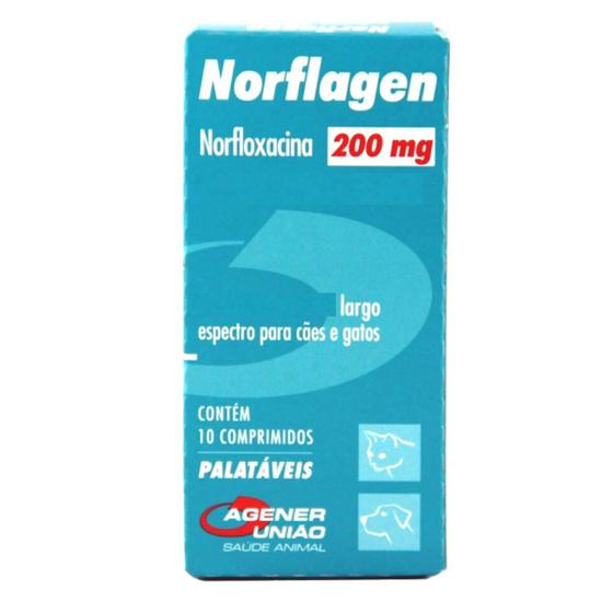 Norflagen 200mg 10 Cp Cães Gatos Agener União - Antibiótico - Magazine ...