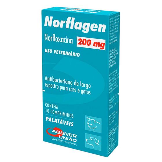 Norflagen 200mg para Cães e Gatos Uso Veterinário com 10 Comprimidos ...