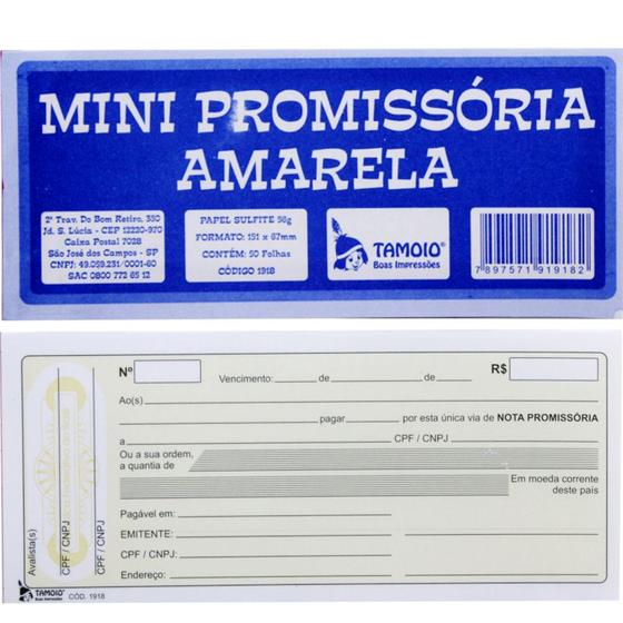 Nota promissória amarela pequena 50 folhas com 10 blocos - tamoio ...