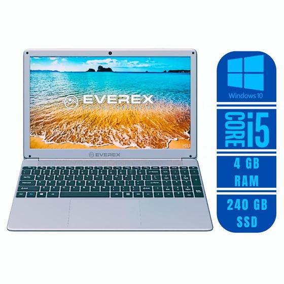 Notebook Everex Exbook Intel Core i5, 4GB DDR3, Tela 15.6”, 240GB SSD e ...