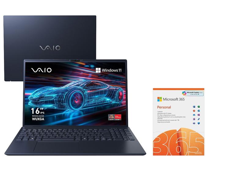 Notebook Vaio FE16 AMD Ryzen 5 16GB 512GB SSD - Windows 11 + Microsoft ...