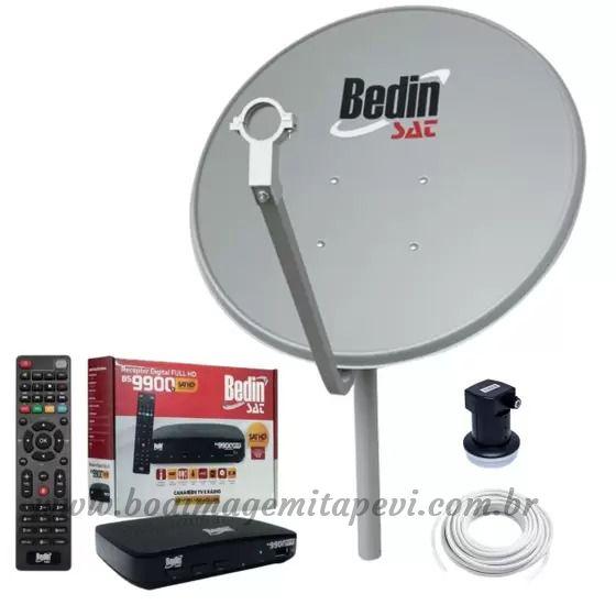 Nova Antena Parabólica 60 cm Digital com Recepitor Bedin Sat HD BS9900 ...