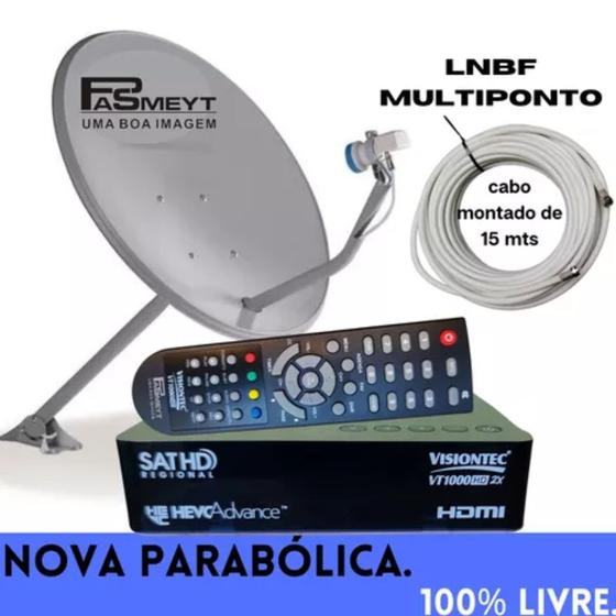 Nova Antena Parabólica Ku Completa Com Lnbf Multiponto. - Visiontec - Acessórios para TV ...