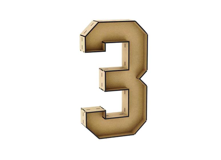 Número 3 Letra Caixa Grande Mdf 30Cm De Altura Decoração - Doce Arte Em ...