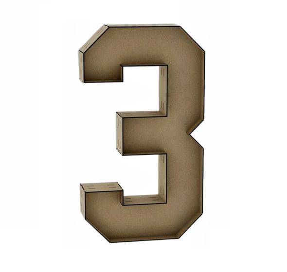 Número 3 Letra Caixa Grande MDF 70cm de Altura Decoração - Doce Arte em ...