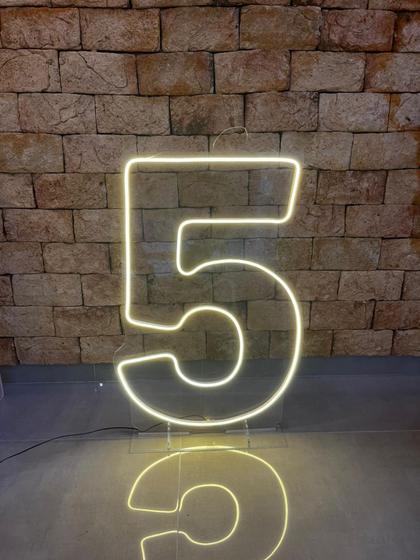 Número 5 (Led neon em acrílico 100% Virgem) - Topo de bolo em Acrilico ...