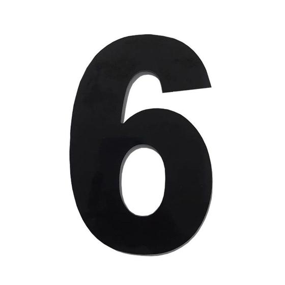 Número Residencial em Alumínio Preto N. 6 - 125mm Numeral - Letras e ...