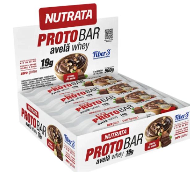 Nutrata Proto Bar Whey 70g display com 8 barras - Creme de Avelã ...