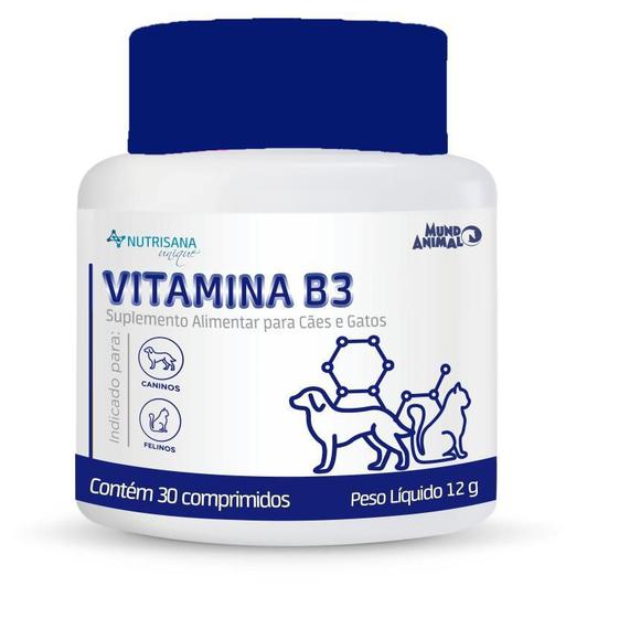 Nutrisana Vitamina B3 Suplemento Alimentar Para Cães E Gatos C/30 Comp ...