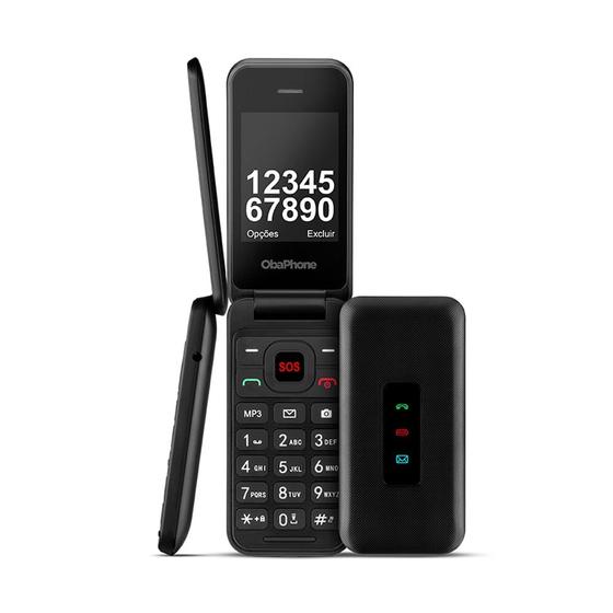 Obaphone Flip 3G Dual Chip com Botão SOS + Rádio FM + MP3 + Bluetooth ...