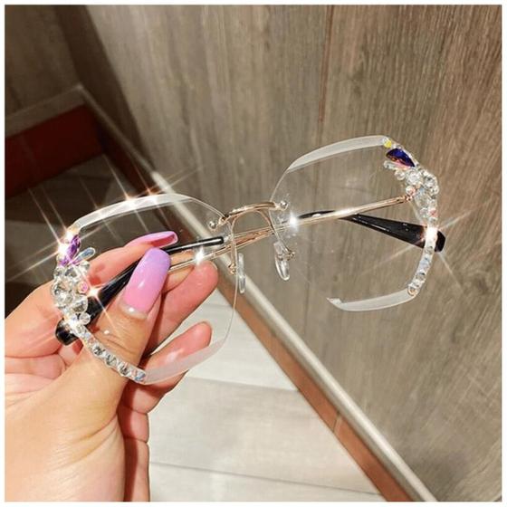 Óculos de Sol Feminino UV400 Lente Gradiente Detalhes Strass - Vinkin - Óculos de Sol - Magazine ...