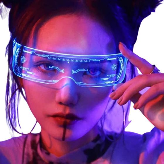 Óculos Led Futurista Cyberpunk Para Festa Balada DJ Cantores ...